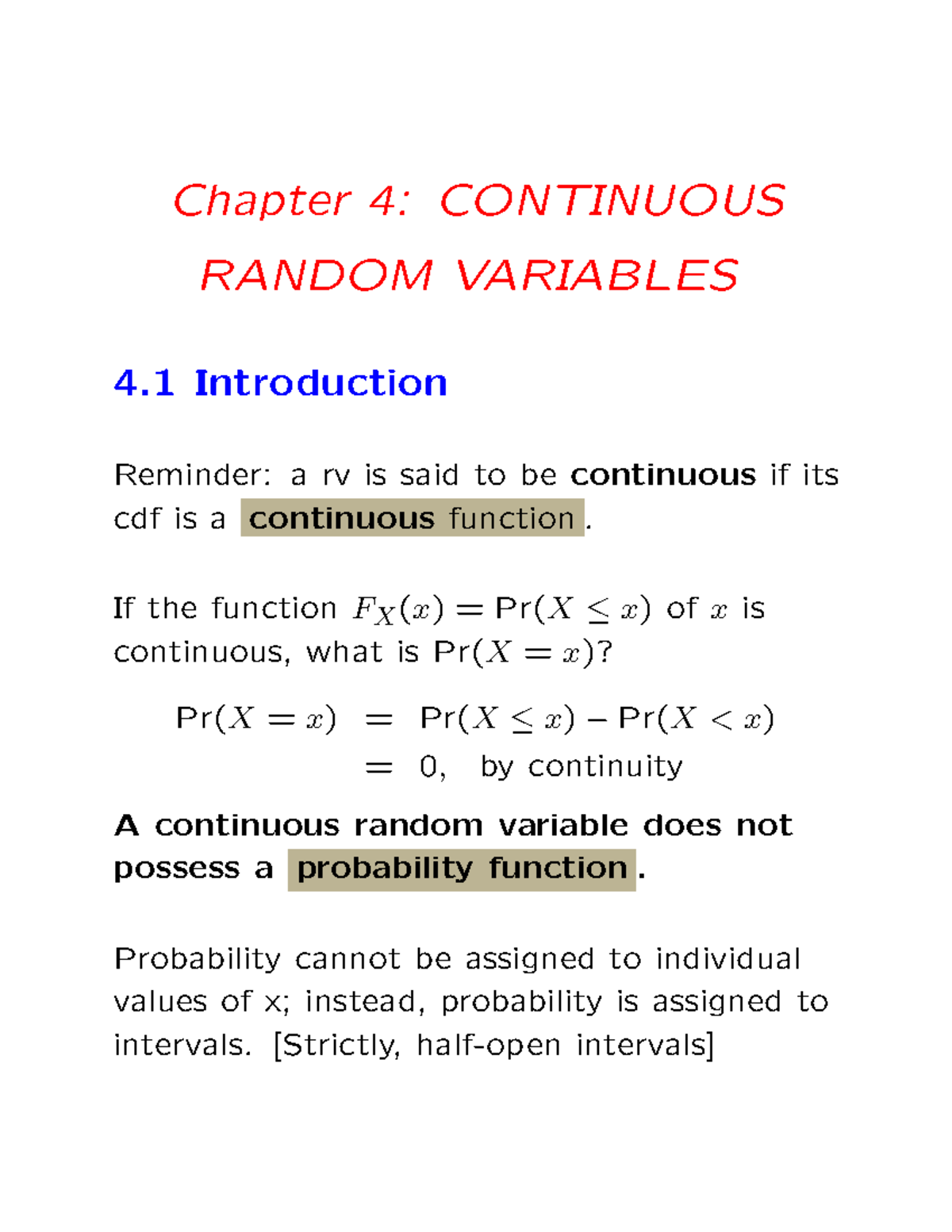 Chap4 - Continuous Random Variables: PDF, Mean, Variance, and More - Studocu