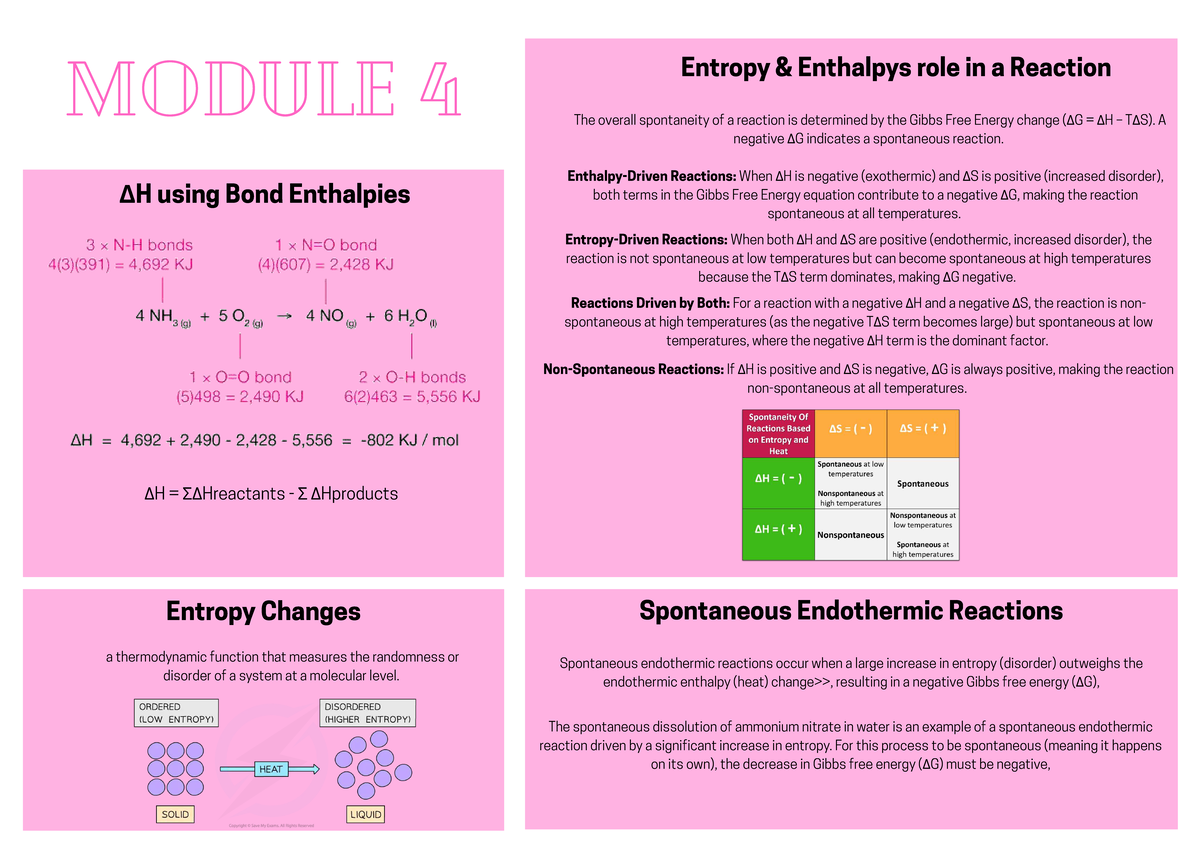 Module 4 - ΔH, Entropy, and Spontaneity in Reactions - Studocu