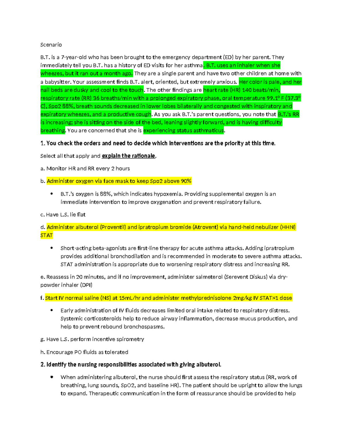 Prioritization Case Study: Asthma Management in ED (CS) - Studocu