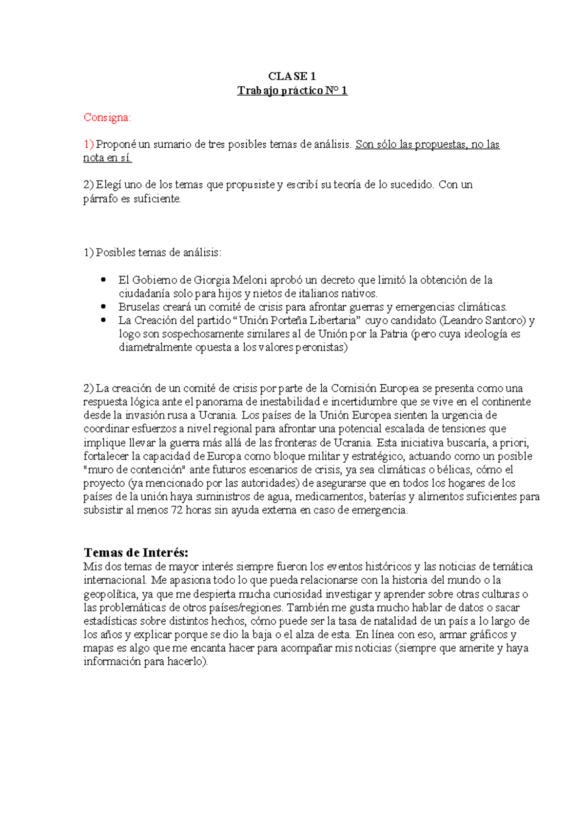 CLASE 1 TP1: Propuestas de Análisis y Teoría sobre Temas Actuales - Studocu