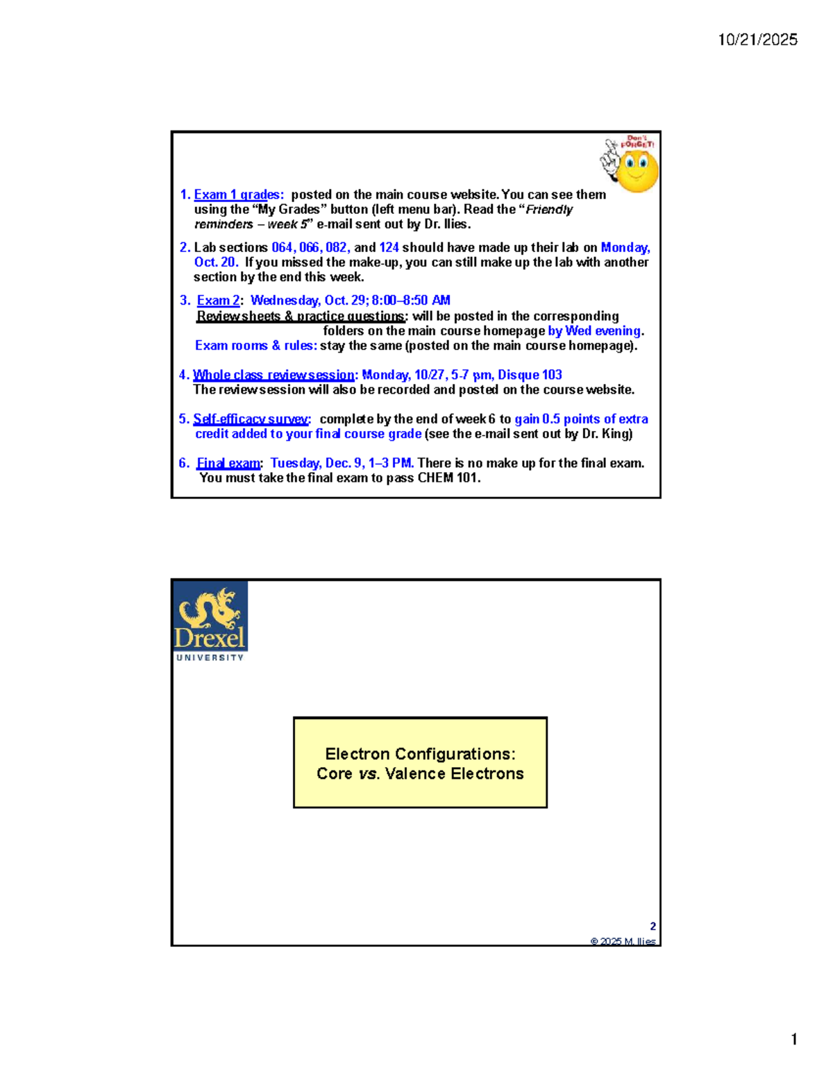 CHEM 101 D: Core vs. Valence Electrons & Electron Configurations - Studocu