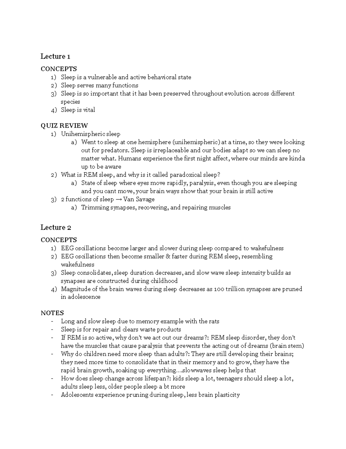 Sleep Study Notes and Review: Concepts, Disorders, and Impacts on ...