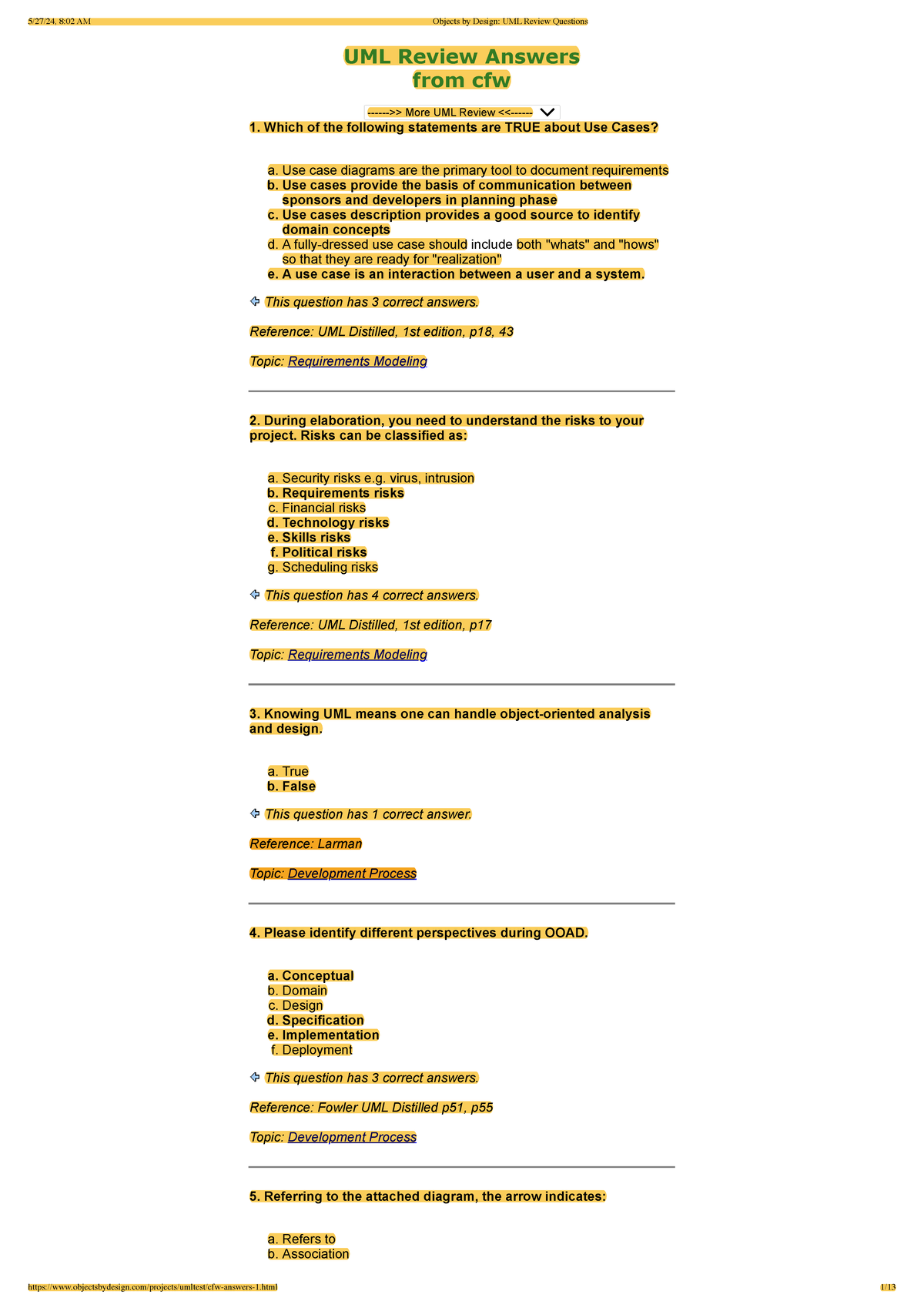 Objects-by-Design -UML-Review-Questions-2 - UML Review Answers from cfw ...