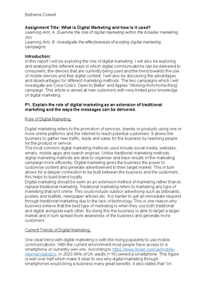Assignment 1 U8 *D - Unit 8 Assignment 1 BTEC Level 3 Business Unit 8 ...
