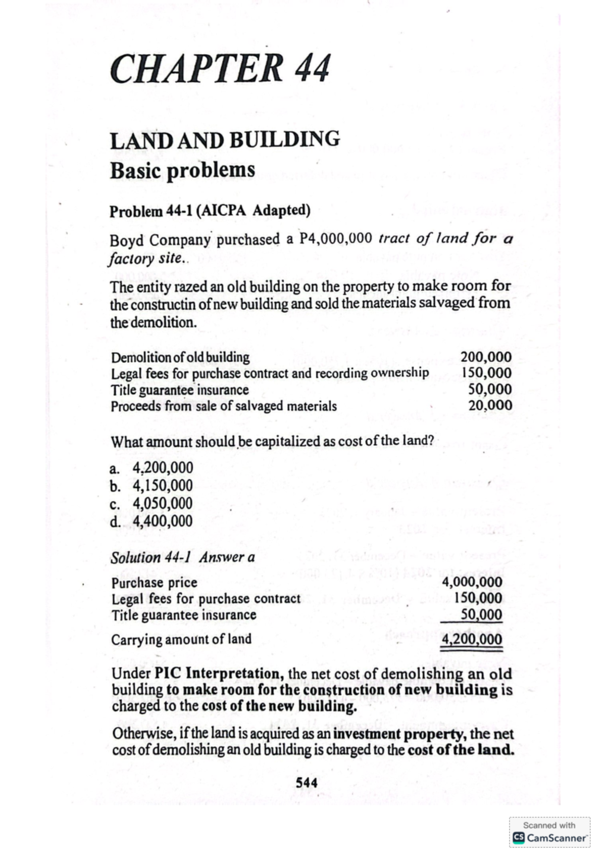 IAA Chapter 44: Capitalization of Land and Building Costs - Studocu