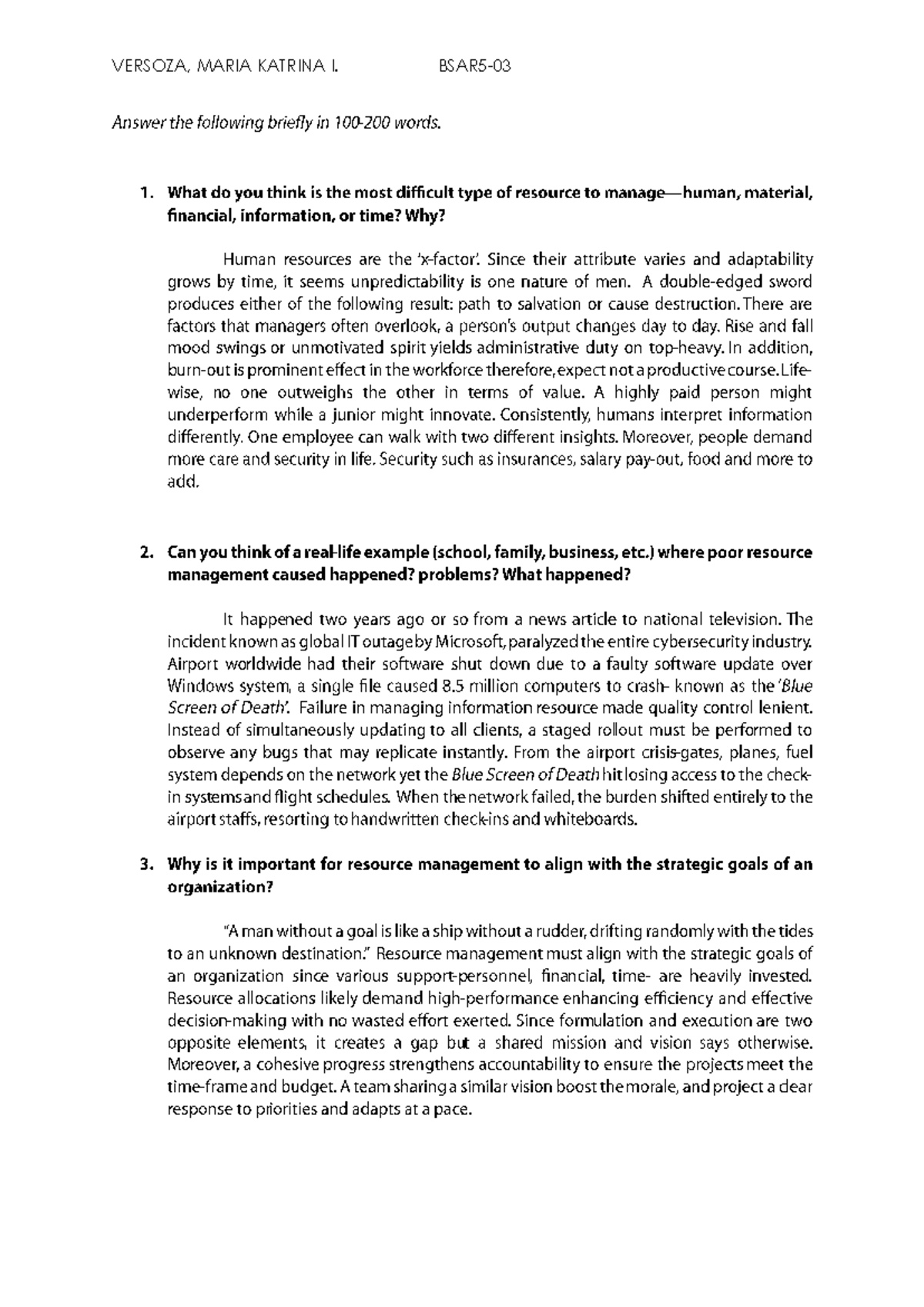 Resource Management Challenges: Insights and Real-World Examples - Studocu