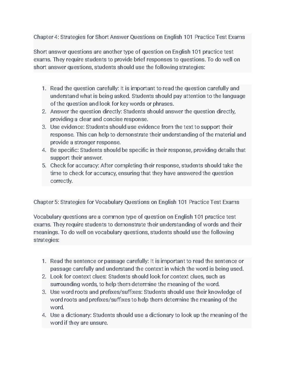 English 101 Composition I: Strategies for Chapters 4-6 Tests - Studocu