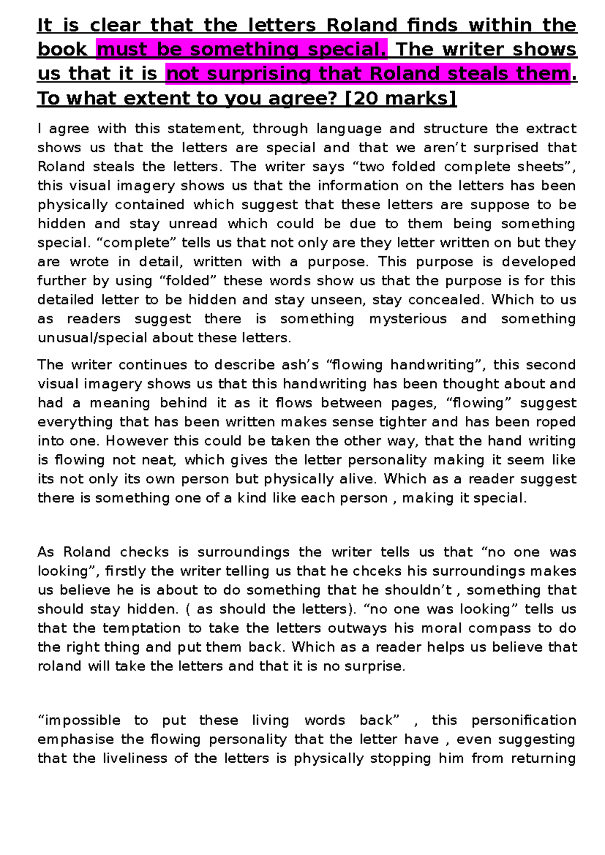 English 27 - Analysis of Roland's Temptation and the Special Letters ...