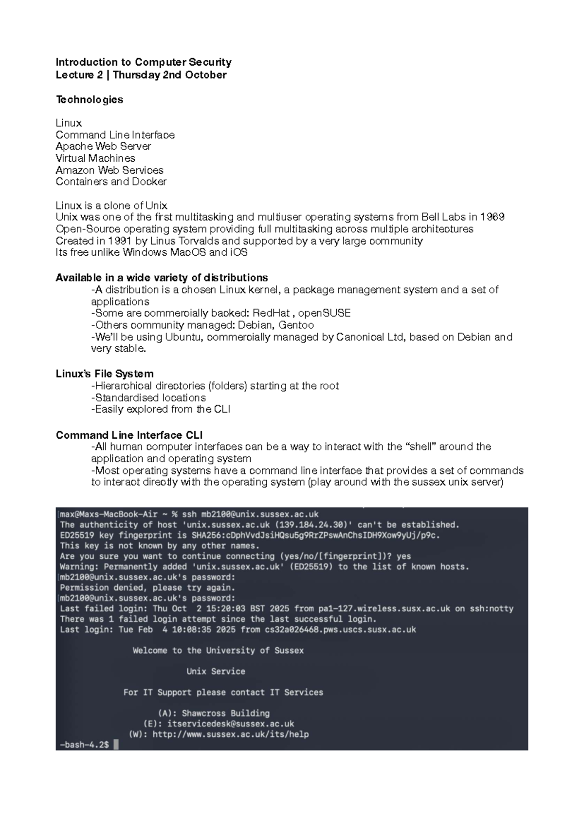Introduction to Computer Security Lecture 2: Linux, Apache, Docker ...