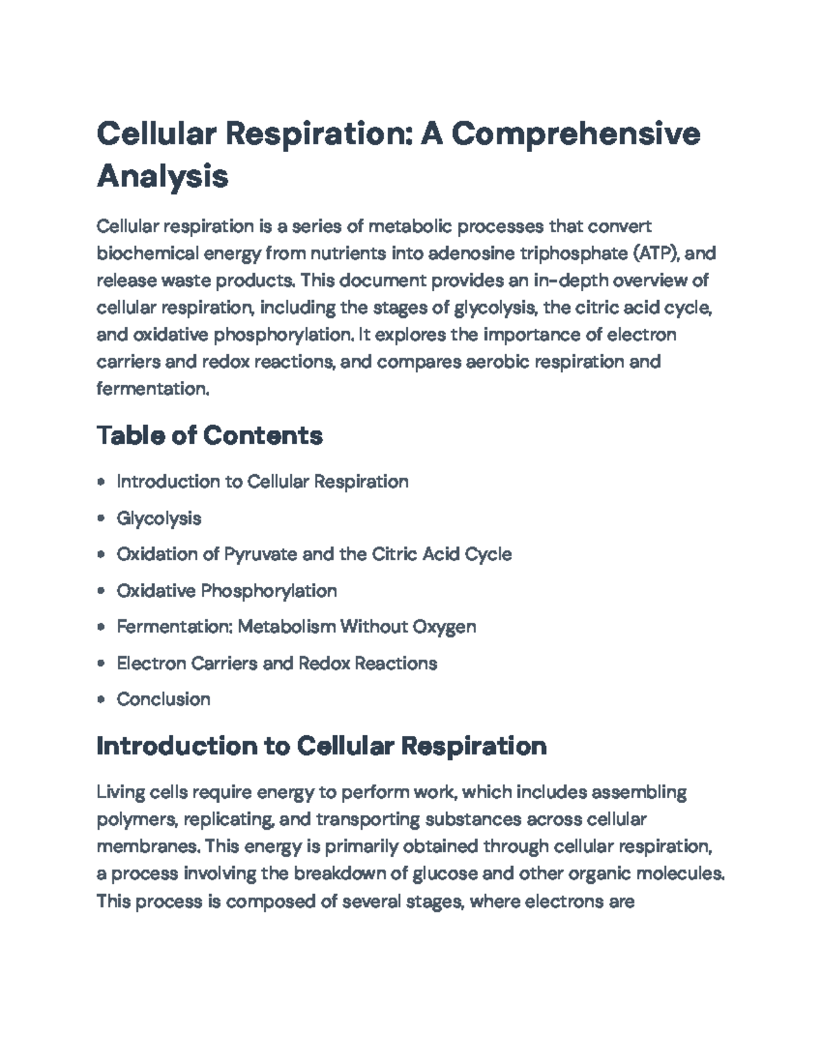 Cellular Respiration Overview: Key Processes and Metabolic Pathways ...