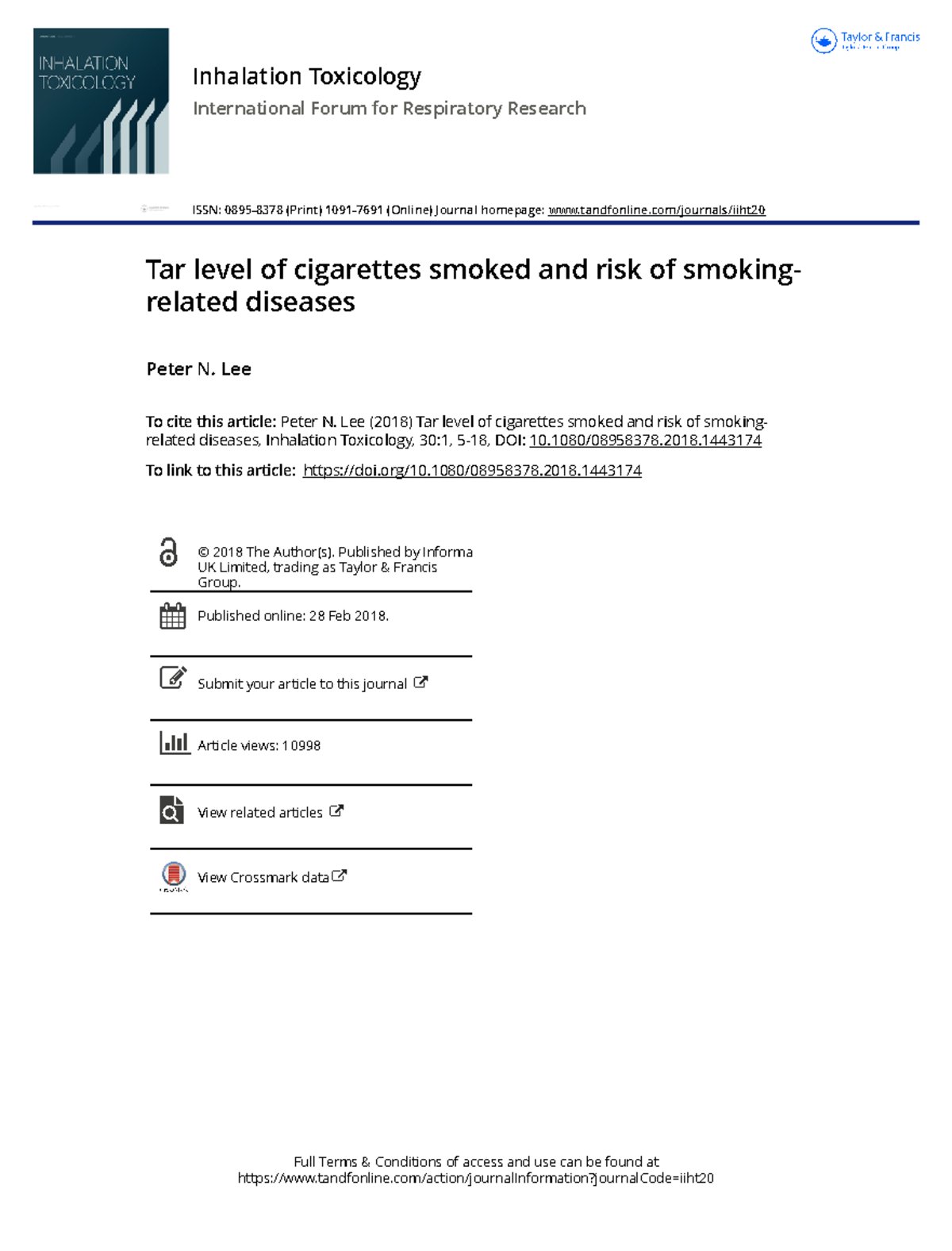 Tar Levels in Cigarettes and Their Impact on Smoking-Related Diseases ...