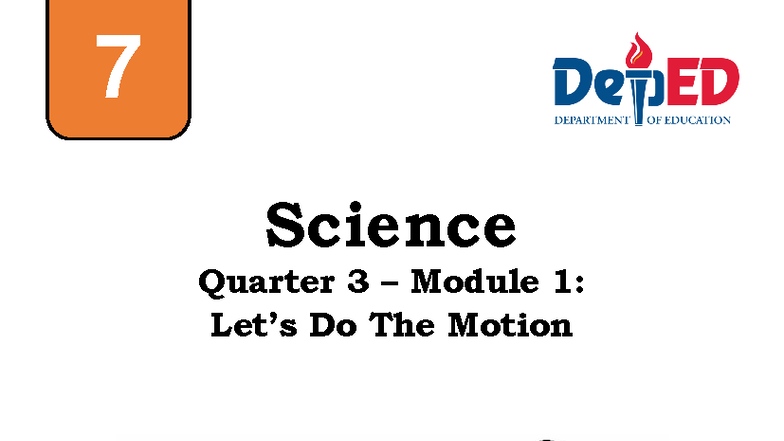 SCI7-Q3 Module 1: Understanding Motion - Distance & Displacement - Studocu