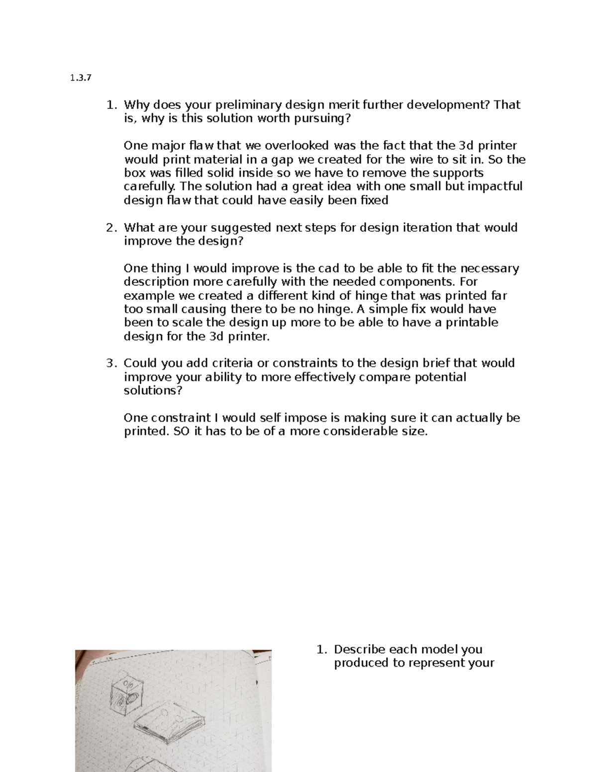 1 - Design Flaw Analysis & Improvement Suggestions for 3D Model - Studocu
