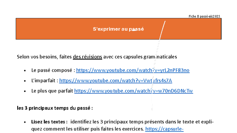 Fiche B: Le Passé Composé et Plus-que-parfait - Révisions et Exercices ...