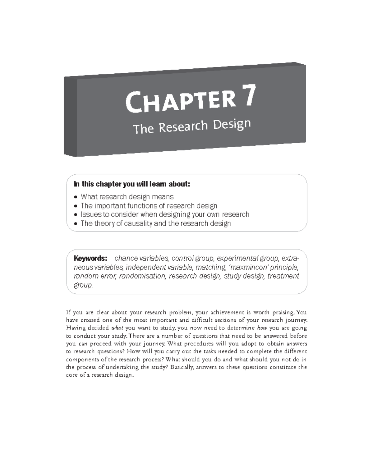 Chapter 7: Research Design in Methodology (RM101) - Studocu