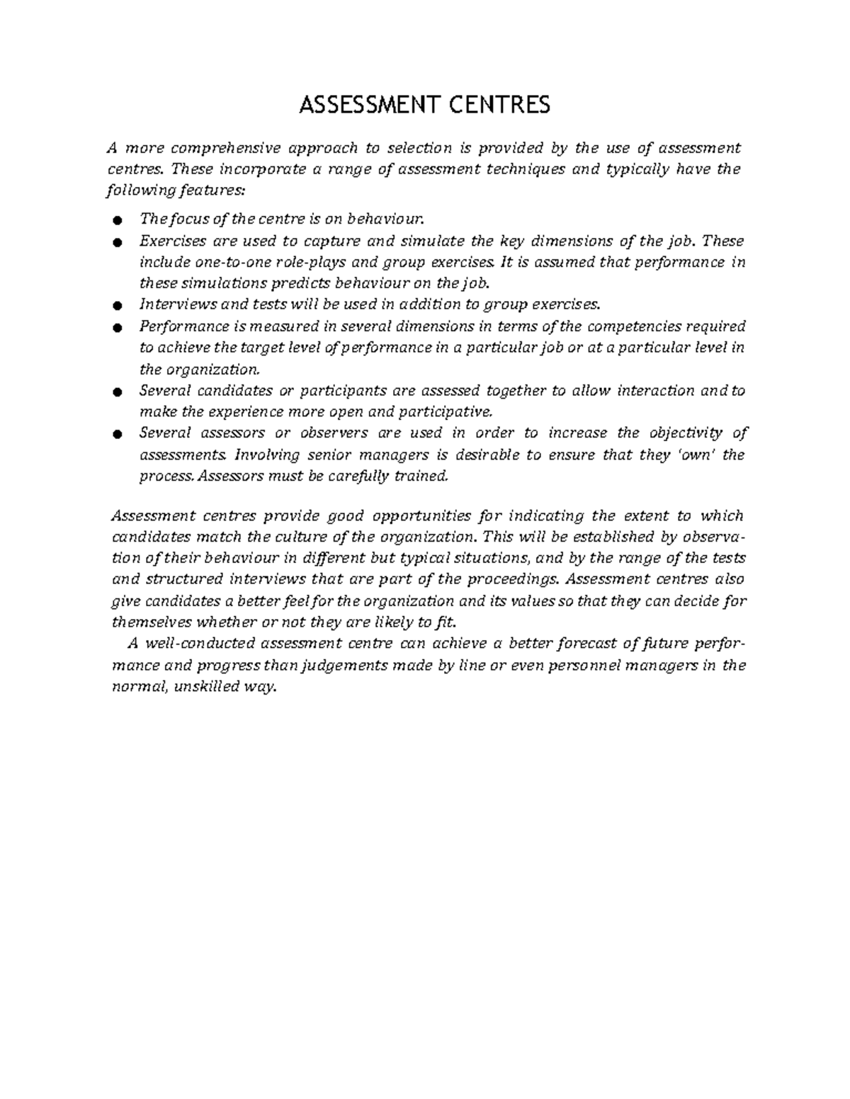 Assessment Centres: Comprehensive Selection Methods Explained - Studocu