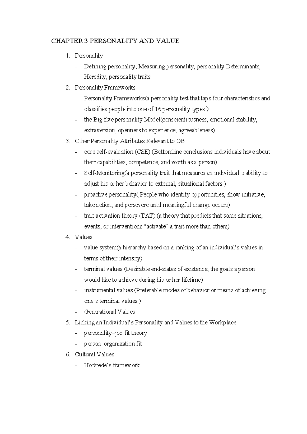 Keyword chapter 3 - eeee - CHAPTER 3 PERSONALITY AND VALUE 1 ...