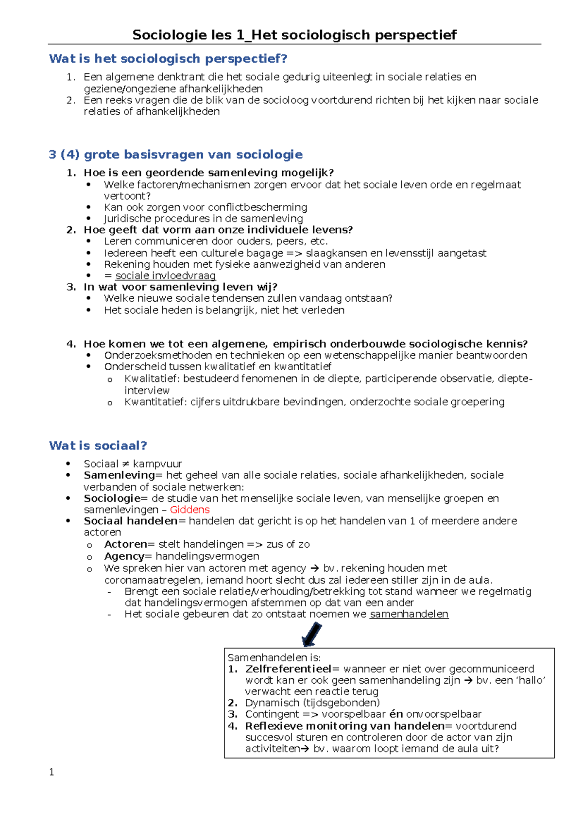 Sociologie SV - Het Sociologisch Perspectief en Sociale Ongelijkheid ...