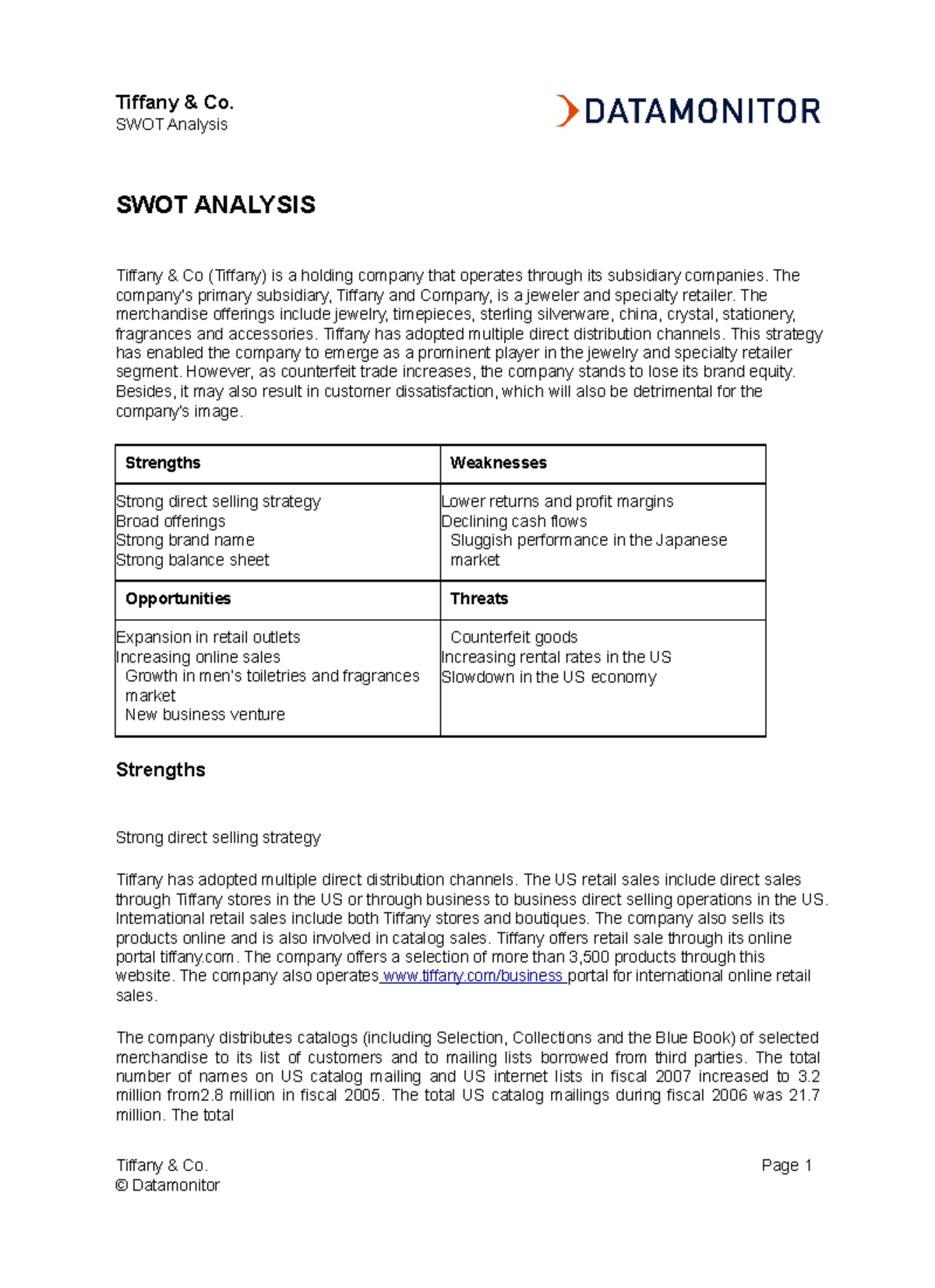 SWOT- Analysis.-Tiffany-Co.-SWOT-Analysis.-Strengths - Tiffany & Co ...