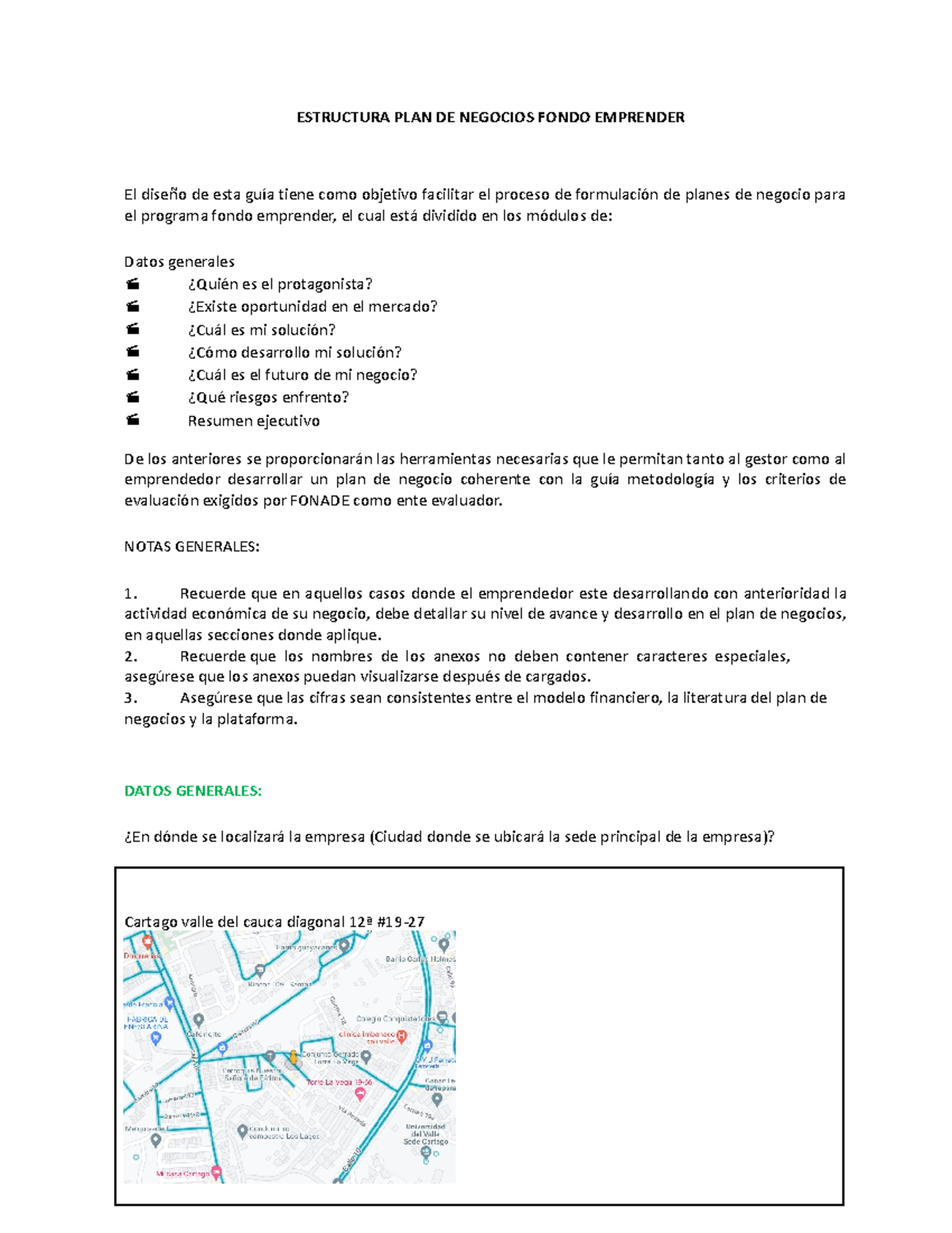 PLAN DE Negocio Fondo Emprender - Estructura y Guía 2023 - Studocu