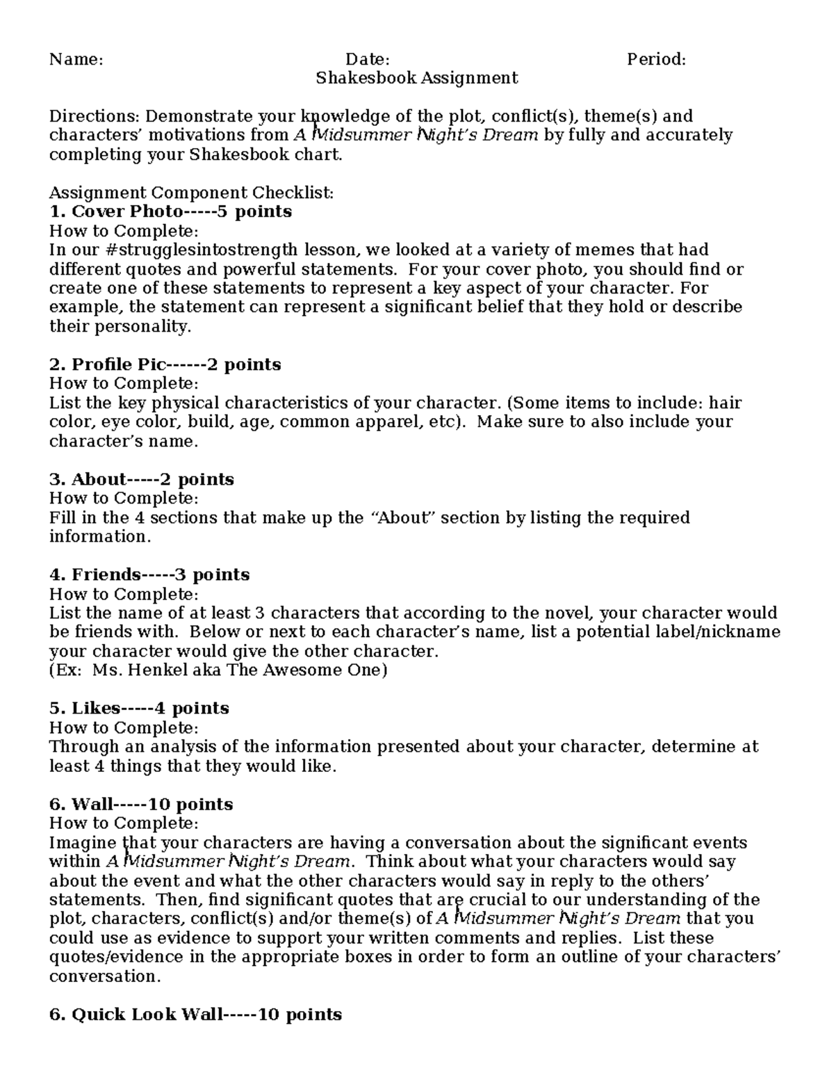 Shakesbook Assignment: Analyzing A Midsummer Night's Dream Themes and ...