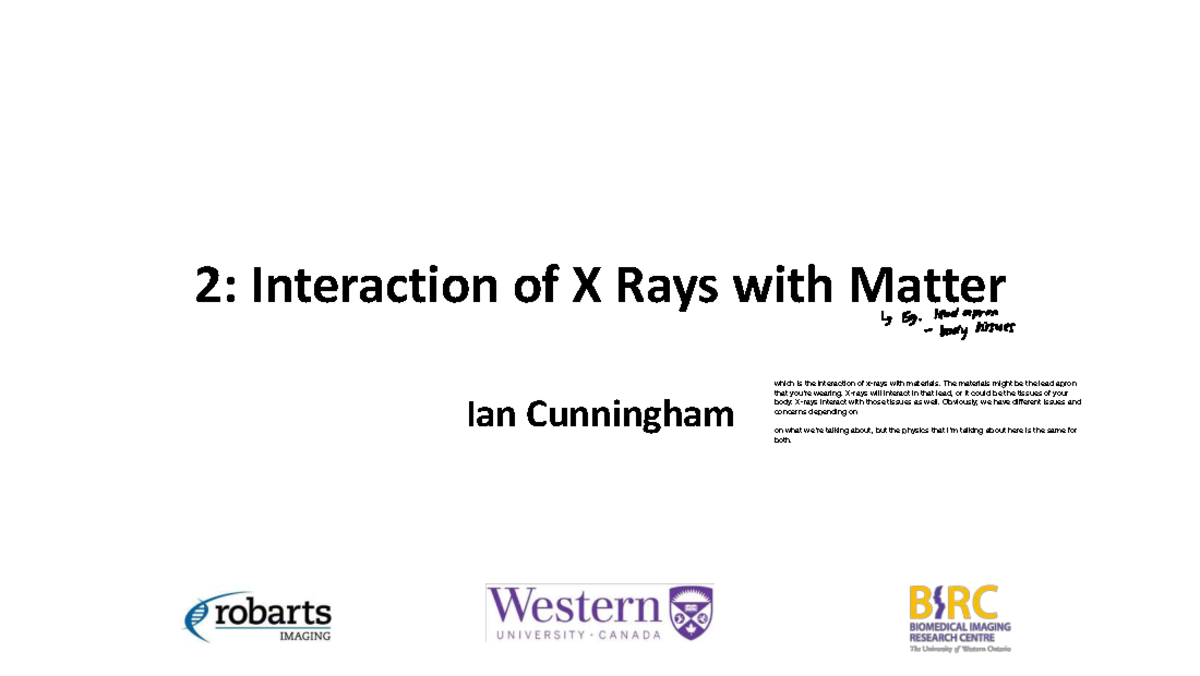2: Interaction of X Rays with Matter - Lecture Notes - Studocu