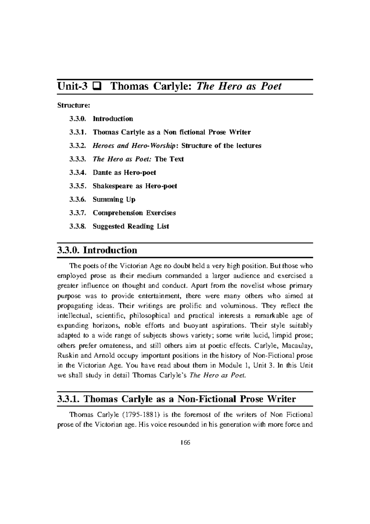 Thomas Carlyle: The Hero as Poet - Insights & Analysis (Unit 3) - Studocu