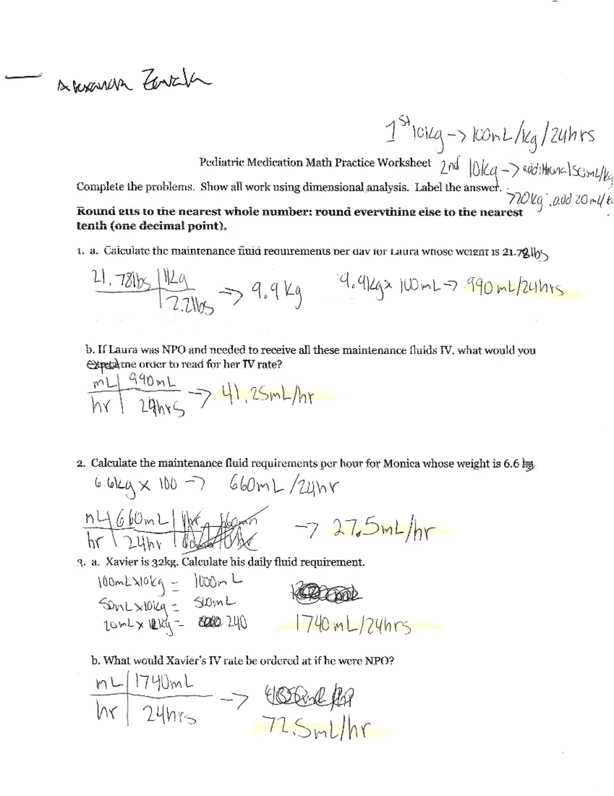 PEDS MED MATH NSG-434 - Medication Calculation Worksheet - Studocu