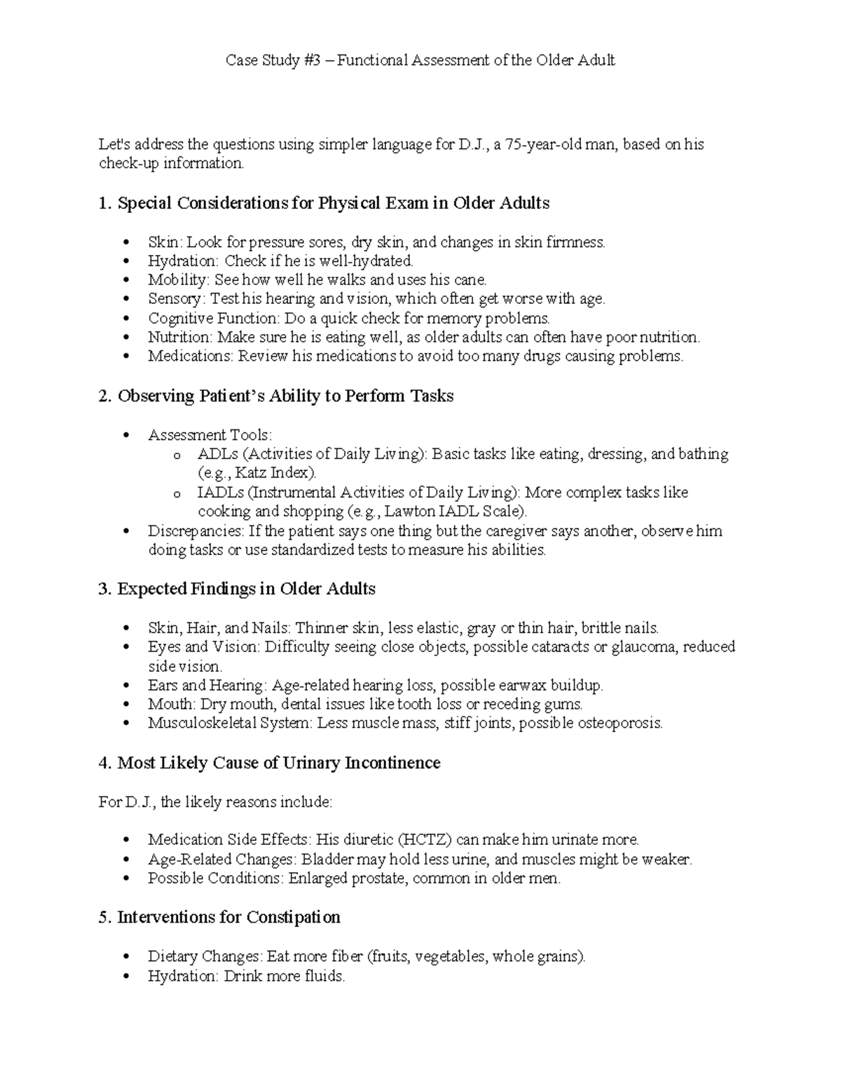 Case Study 3 - Functional Assessment of Older Adults (Geriatrics) - Studocu