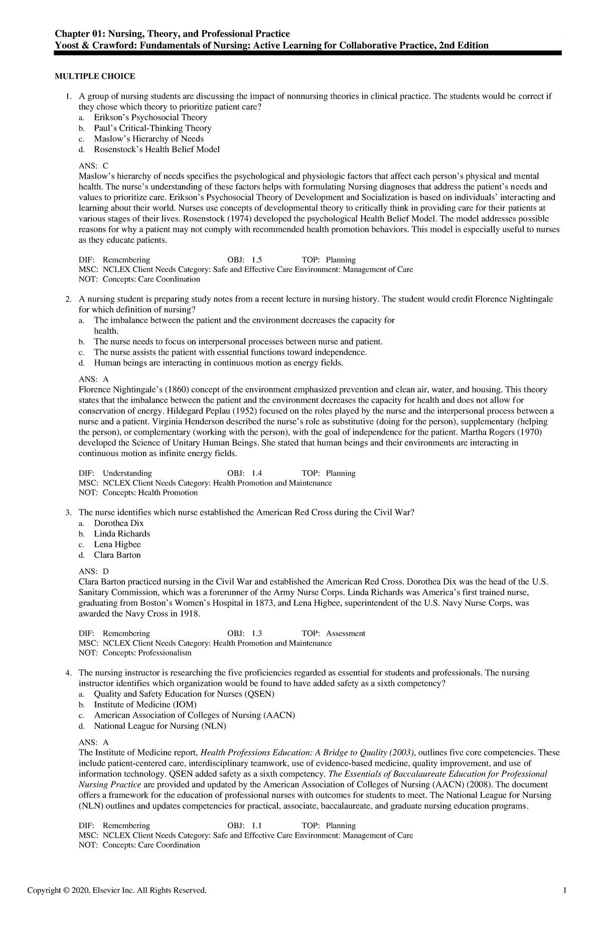 Exam View - Nursing Final Exam Chapter 01 Study Notes - Studocu