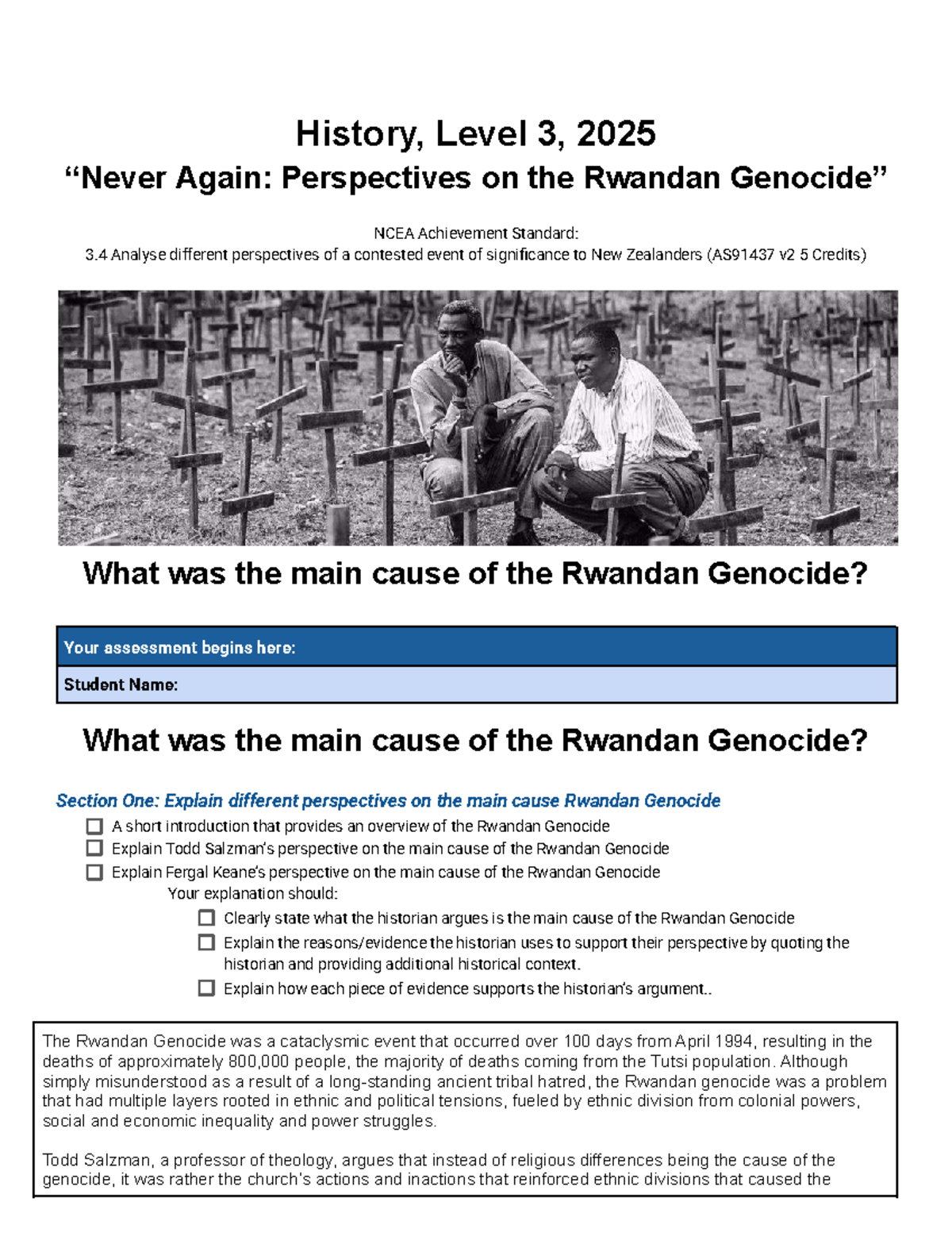 3.4 Rwandan Genocide: Analyzing Perspectives on Causes and Impacts ...