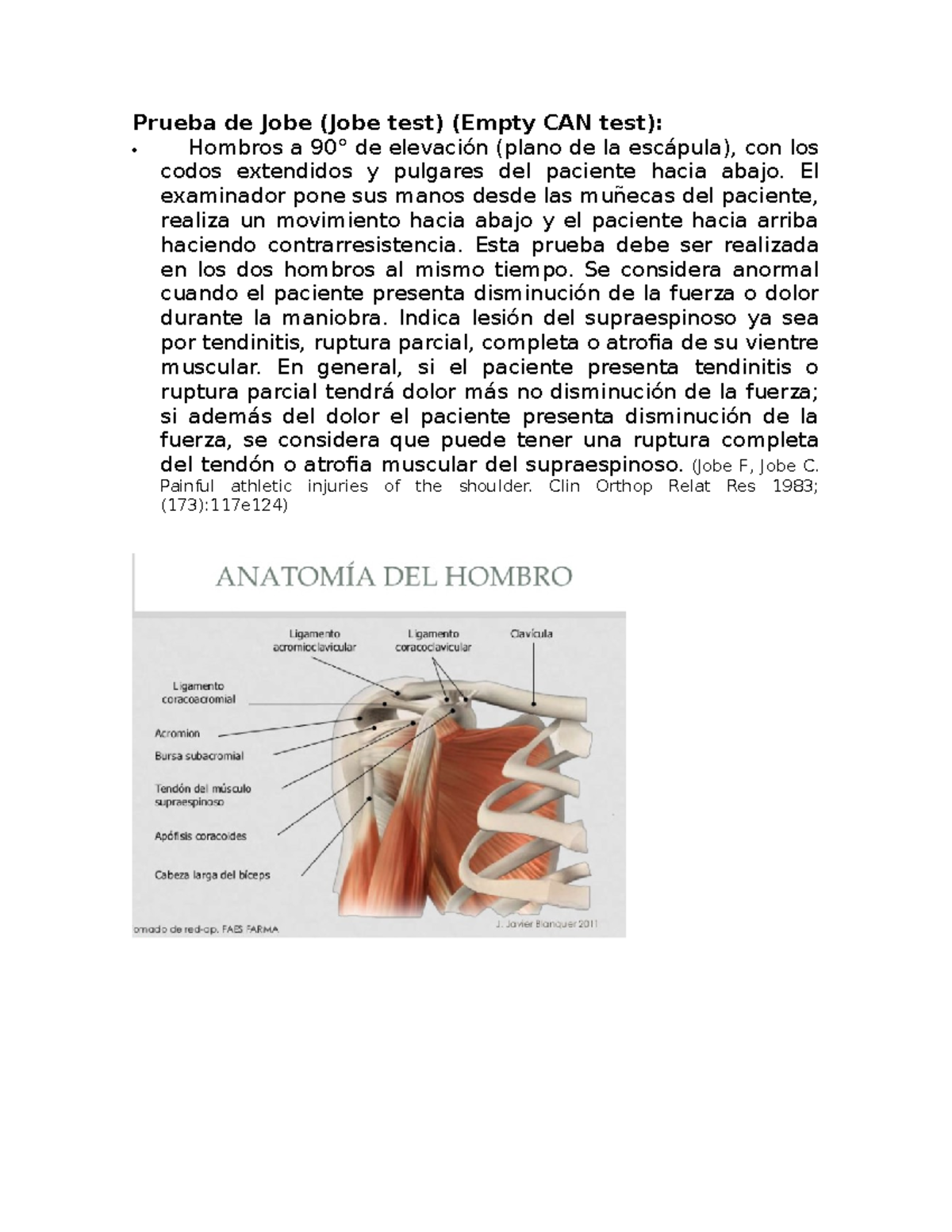 Movimientos biomecánicos (Prueba de Jobe) (hombro) - Prueba de Jobe ...
