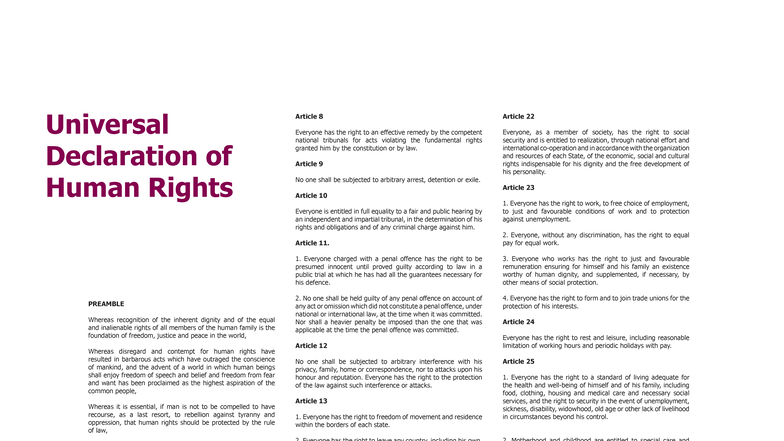 UDHR - Universal Declaration of Human Rights Overview and Articles ...