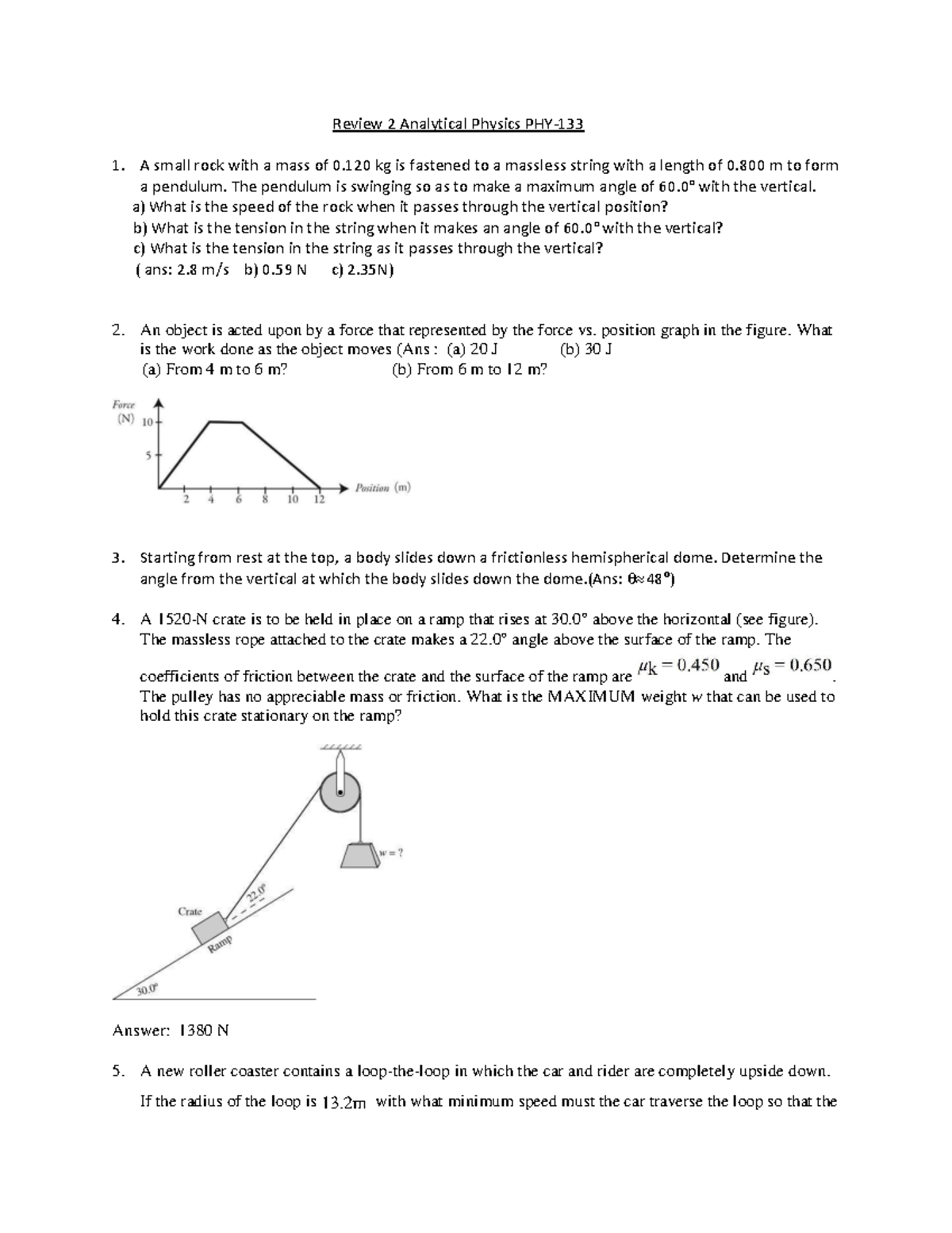 Review of Additional Physics Problems for Test 2 - PHY-133 - Studocu