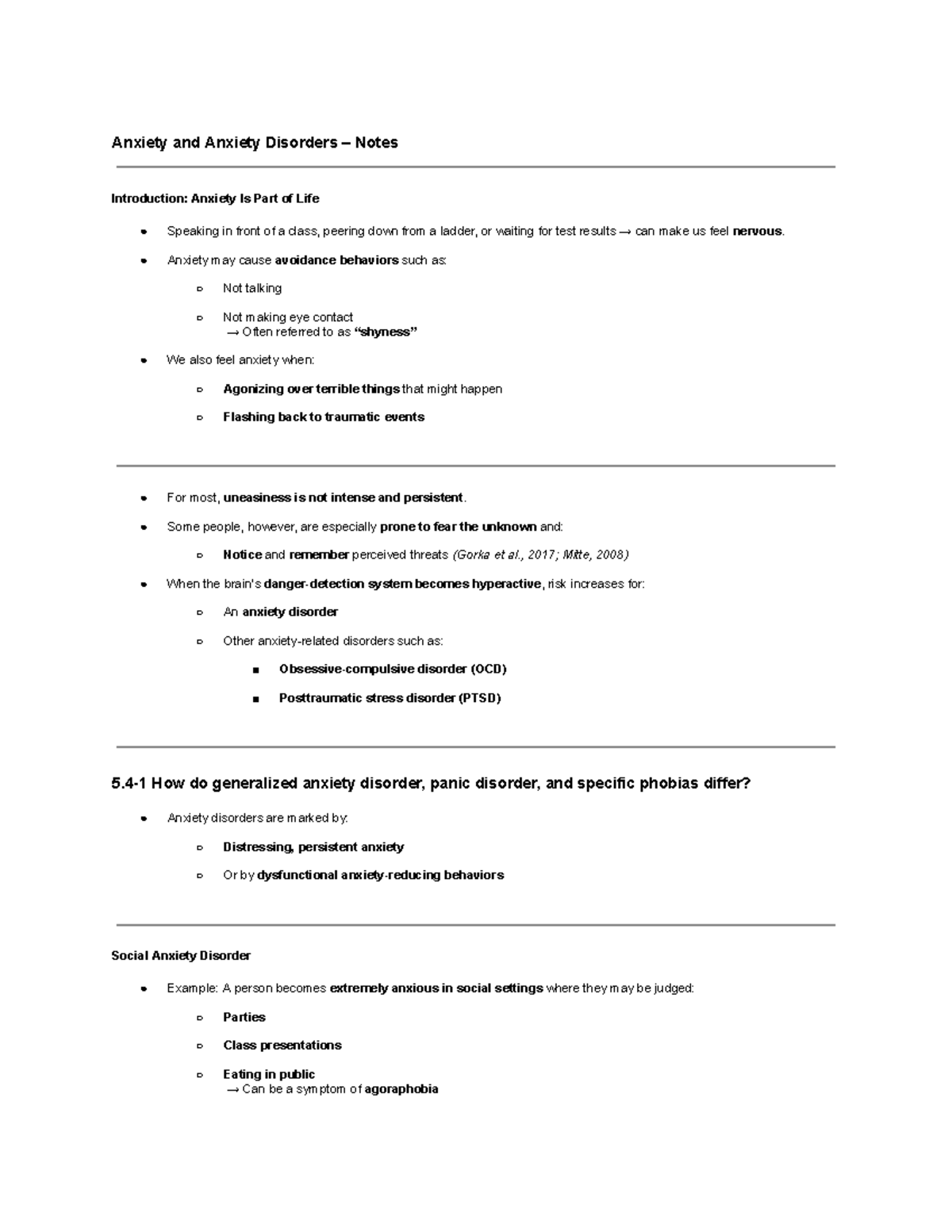 Psych Notes for Anxiety Disorders - Anxiety and Anxiety Disorders ...