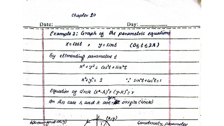 CLO-1 - Chapter 10: Parametric Equations and Circle Geometry Notes ...
