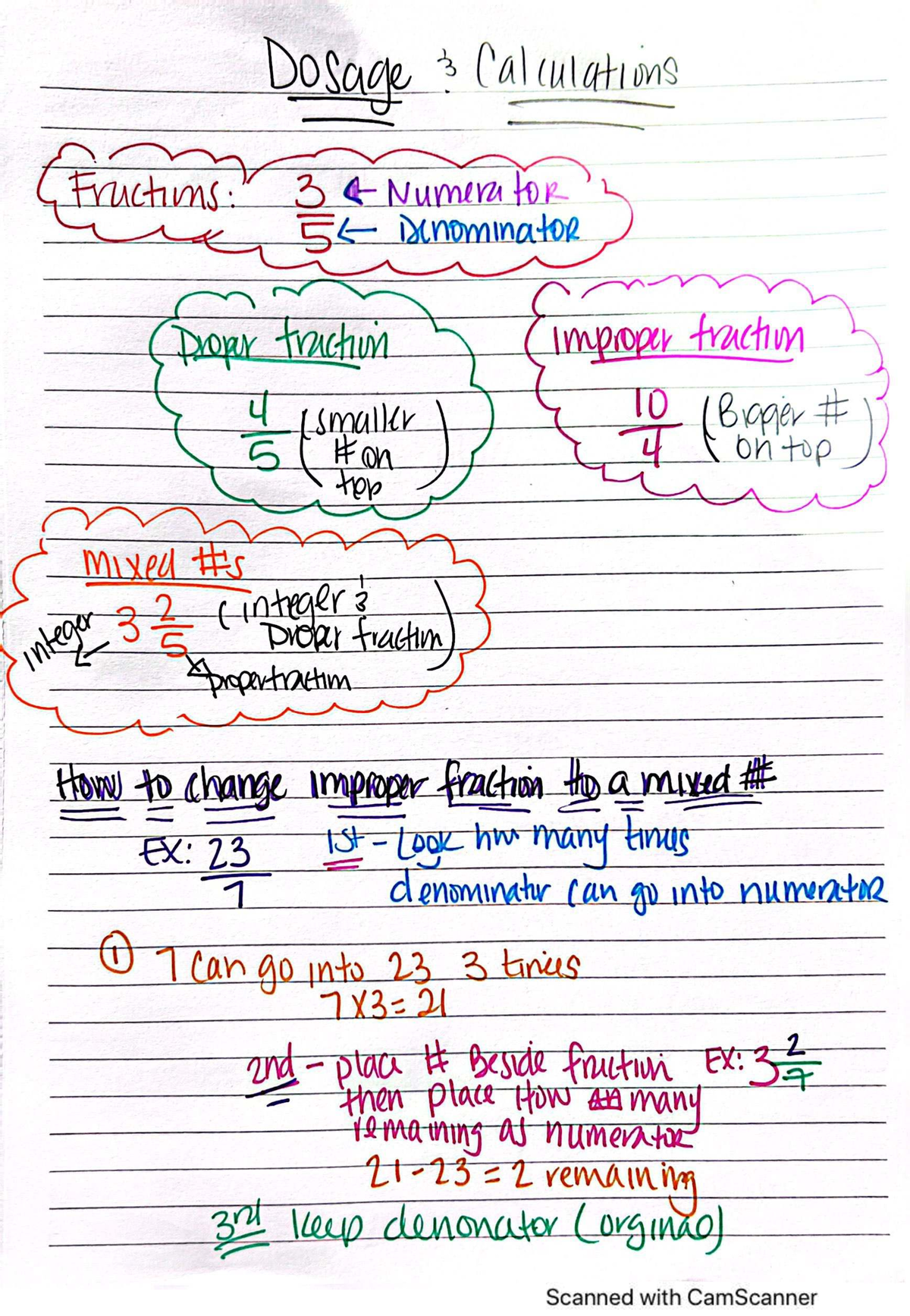 Lecture 1 Notes: Dosage Calculations and Fraction Operations - Studocu