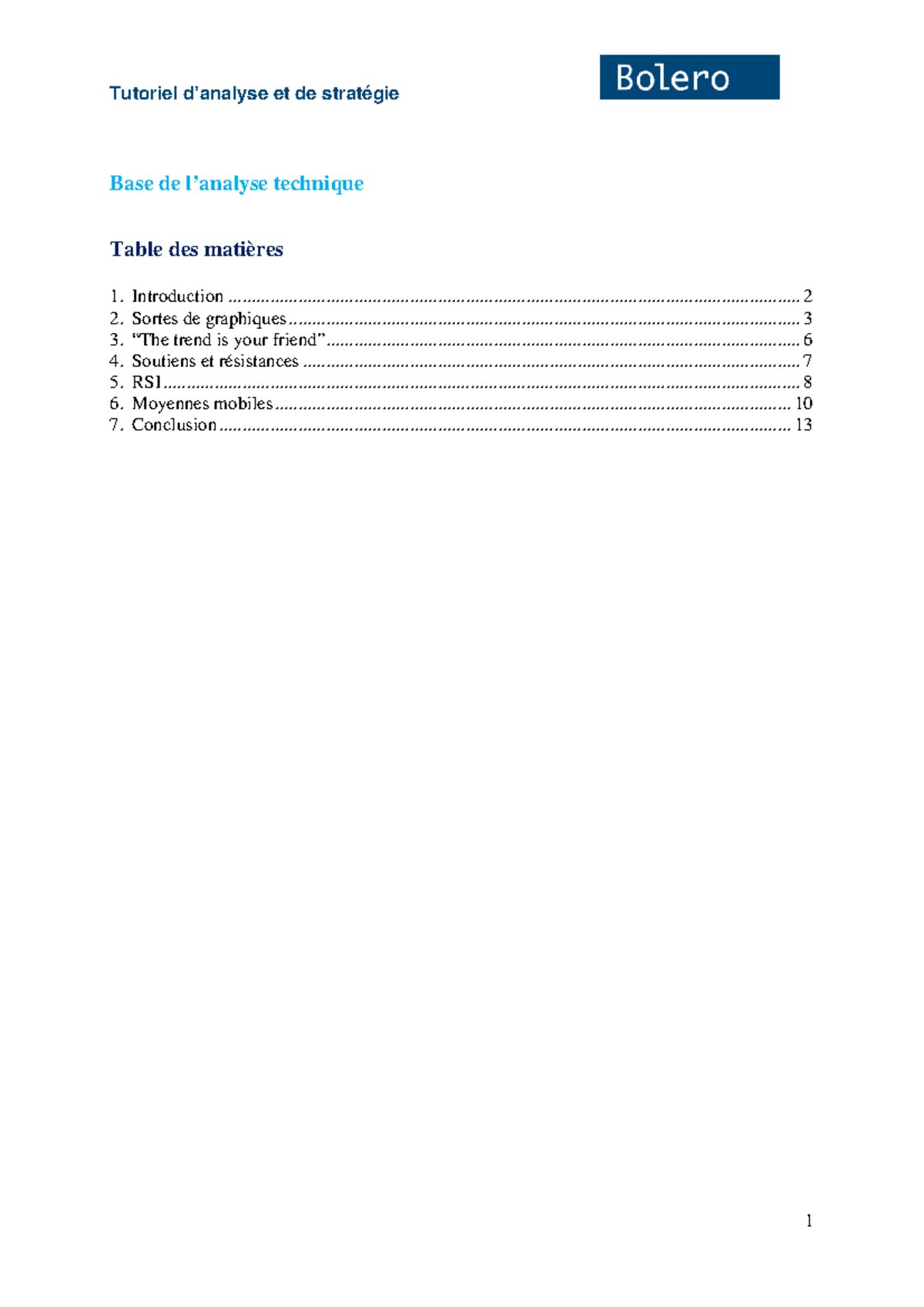 Tutoriel et Stratégies d'Analyse Technique en Trading - Studocu