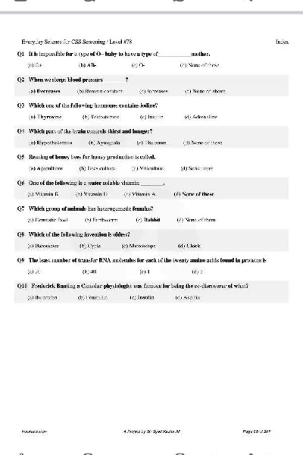 Everyday Science for CSS Screening Level Index Q1-Q10 - Studocu