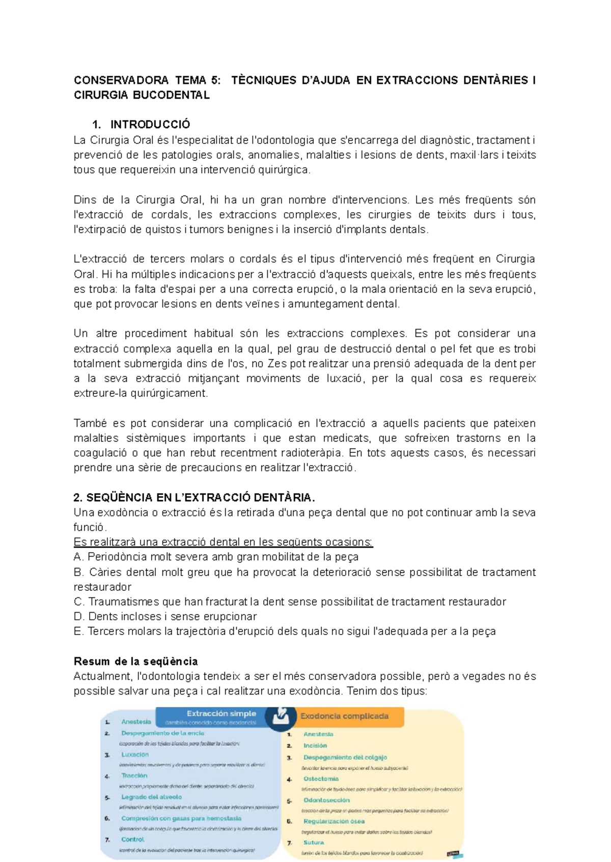 Conservadora TEMA 5: Tècniques d'Extraccions Dentàries i Cirurgia ...