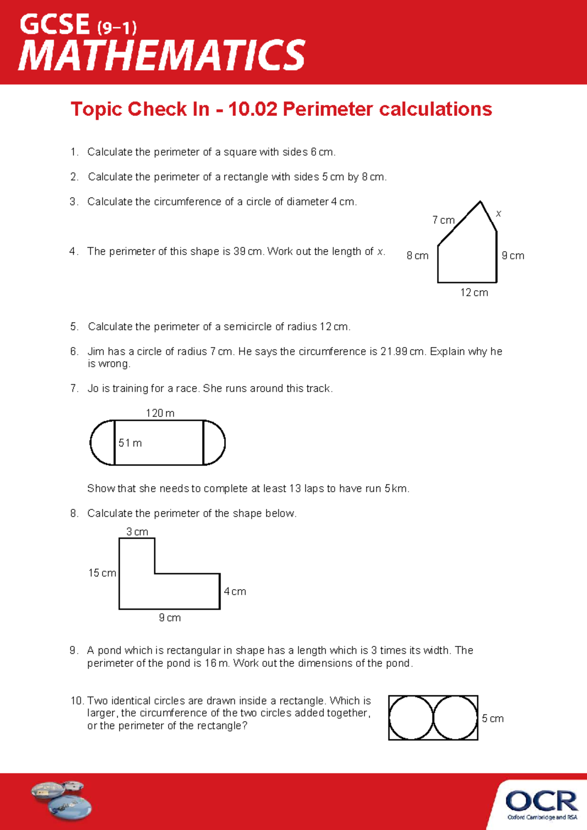 Perimeter Calculations Check-In: Topic 10.02 - Studocu