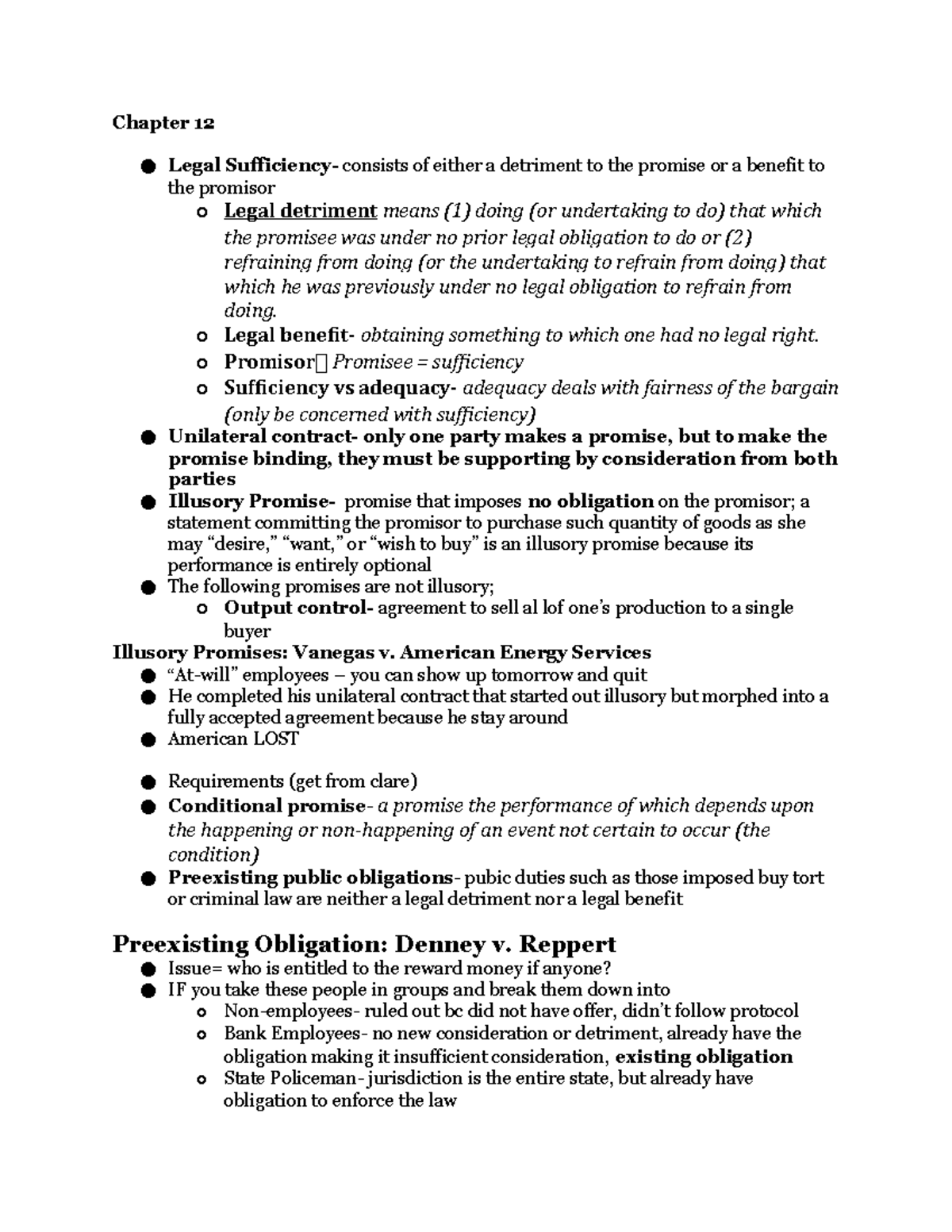 Blaw Ch.12-14 Review - Chapter 12 Legal Sufficiency- consists of either ...