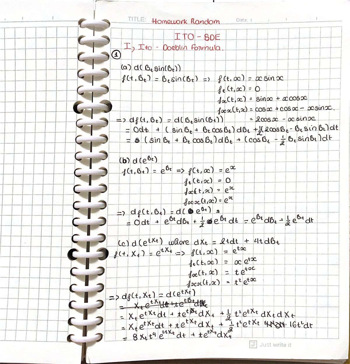 Homework Random - learn - TITLE: Homework Random Data: I I TO SDE I ...