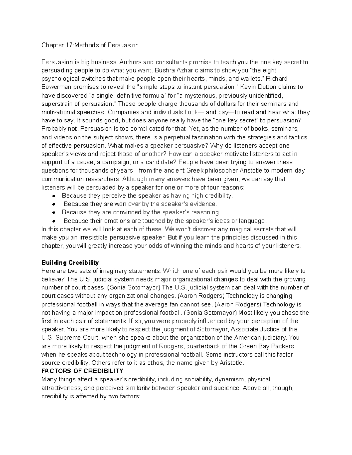 Methods of Persuasion in Public Speaking: Chapter 17 Insights - Studocu