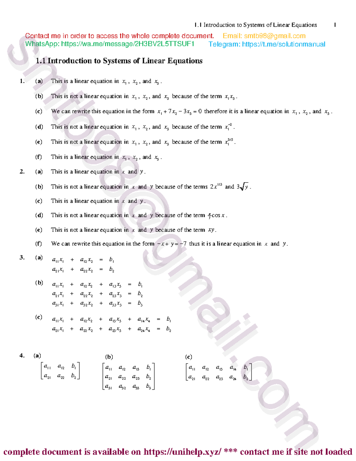 Elementary Linear Algebra (12th Ed, Anton) - Systems of Linear ...