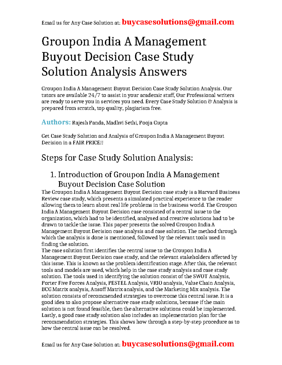 Groupon India (MGMT 101) Case Study Solutions & Analysis - Studocu