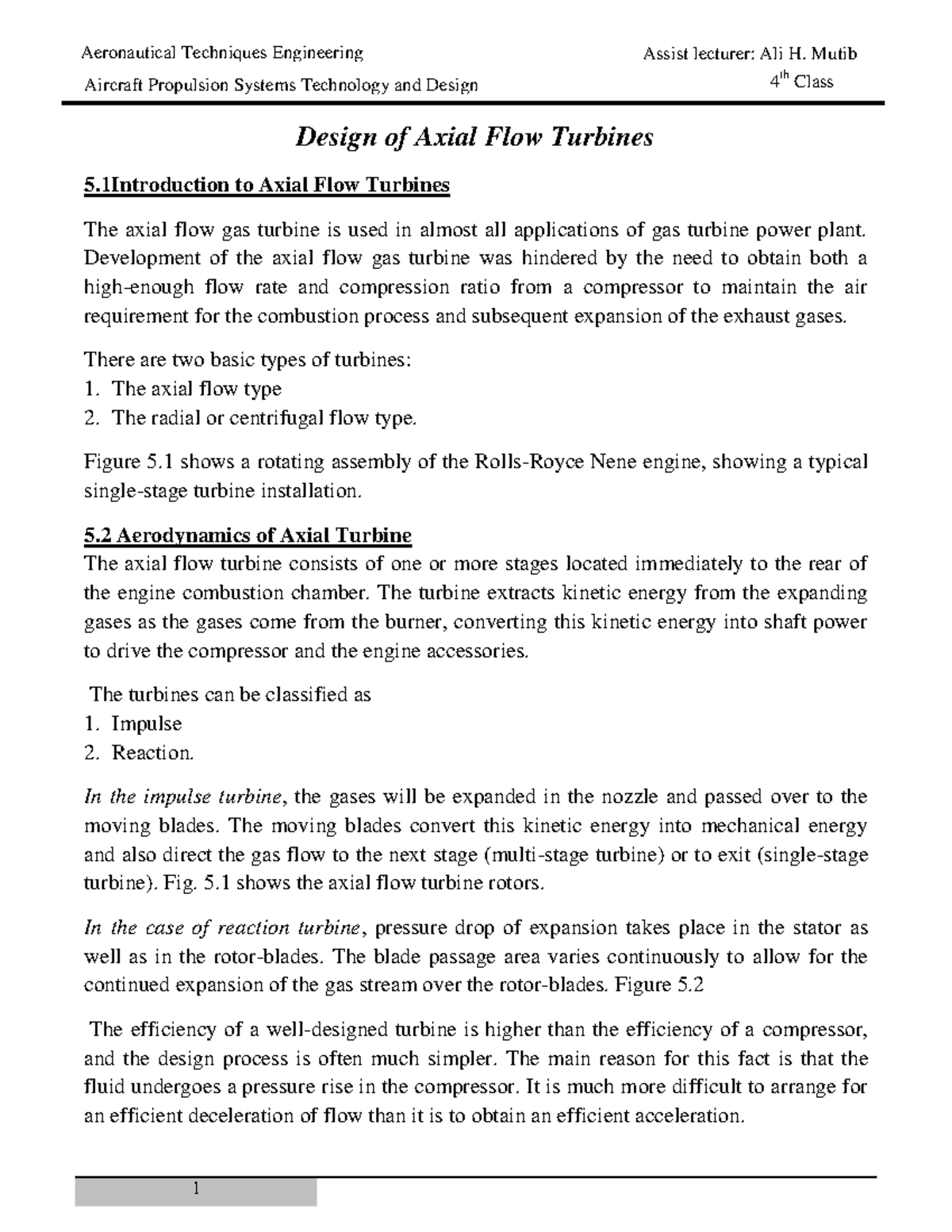 Axial Flow Turbines: Design, Aerodynamics, and Performance Analysis ...