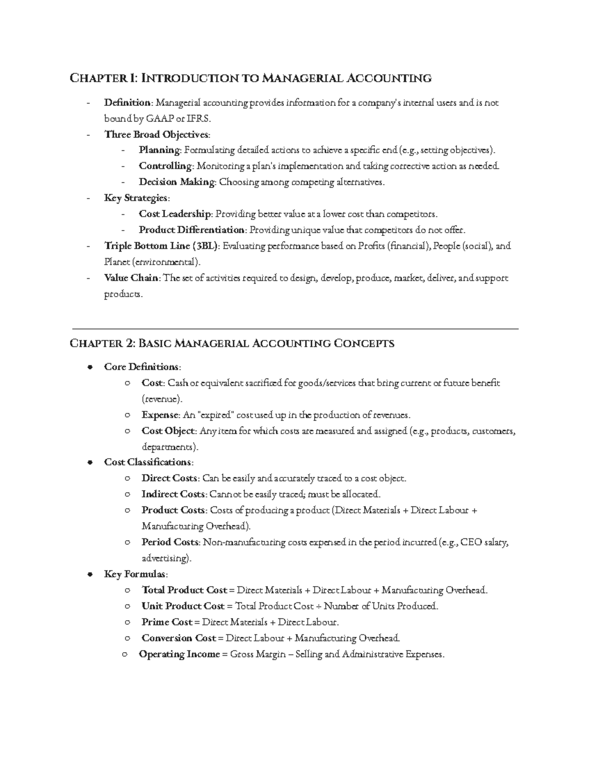ACC406 Final Exam Study Guide: Managerial Accounting Concepts - Studocu