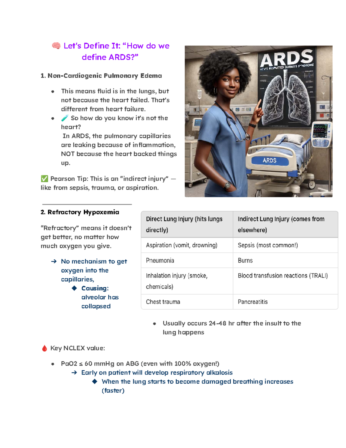 ARDS: Understanding Pulmonary Edema and Refractory Hypoxemia - Studocu
