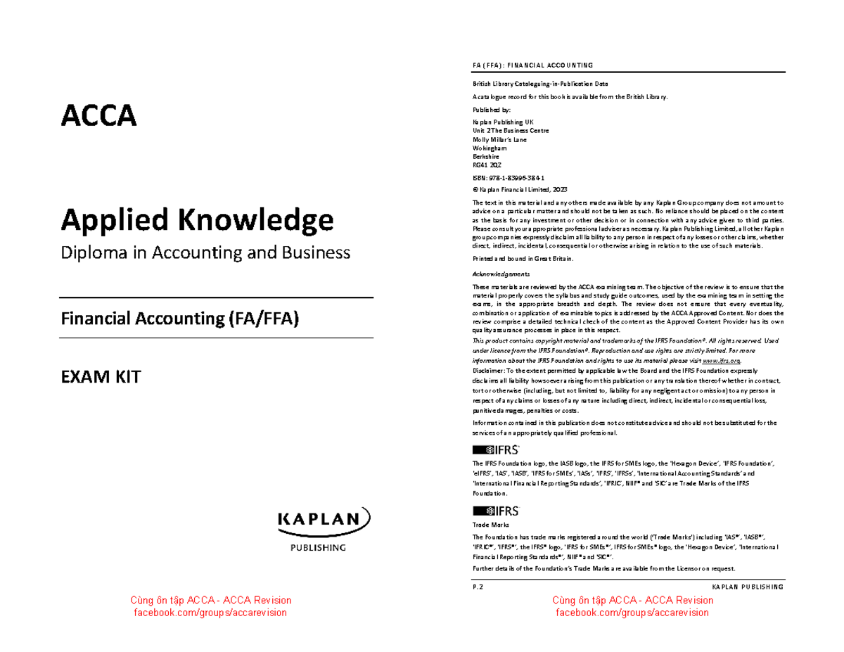 ACCA Revision FA - EK - (23-24) in - ACCA Applied Knowledge Diploma in ...